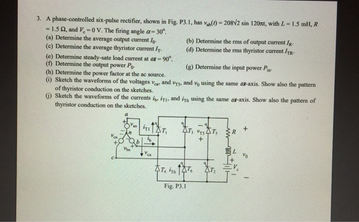 Solved 3. A phase-controlled six-pulse rectifier, shown in | Chegg.com