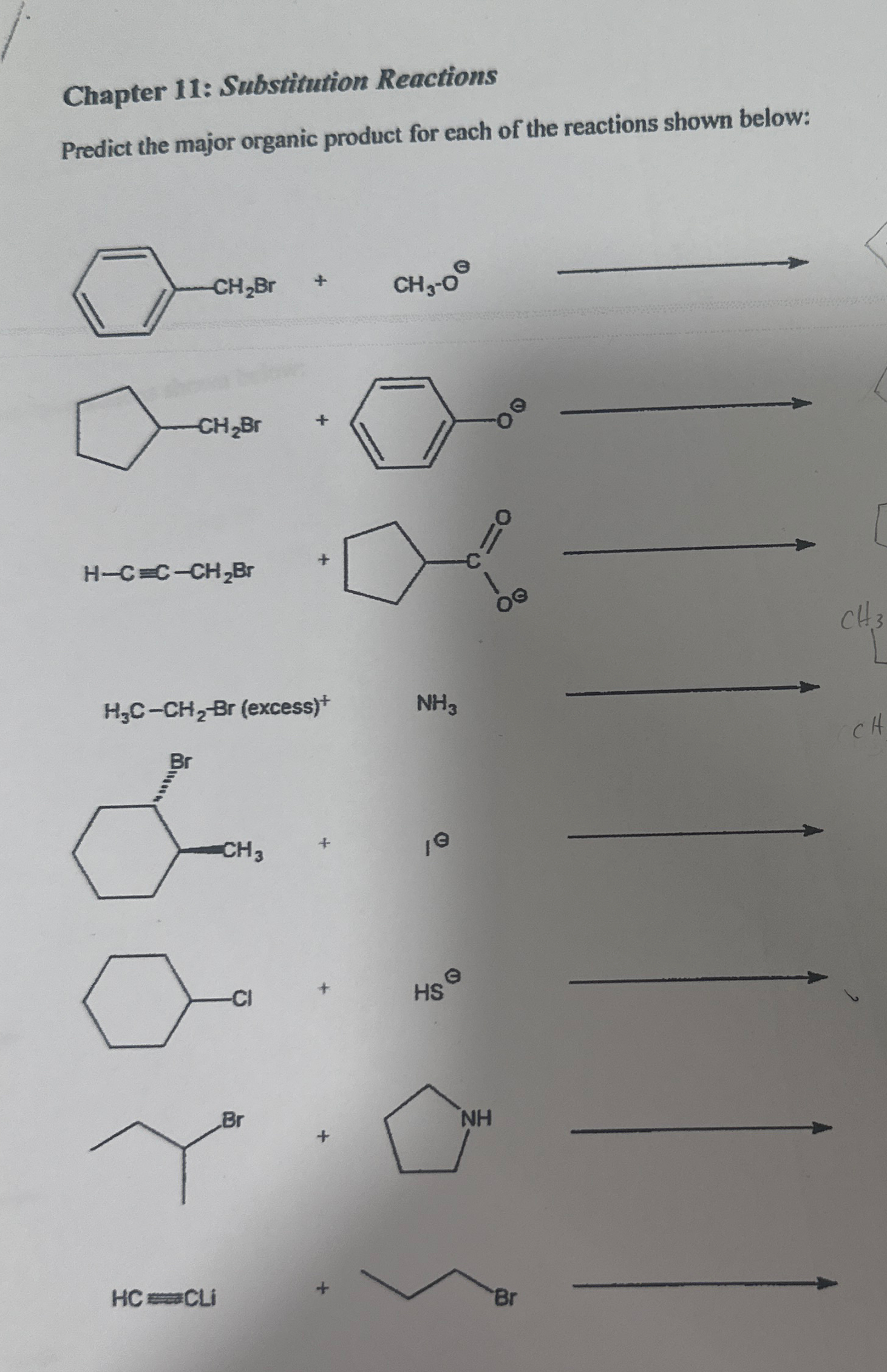 Solved Chapter 11: Substitution ReactionsPredict the major | Chegg.com