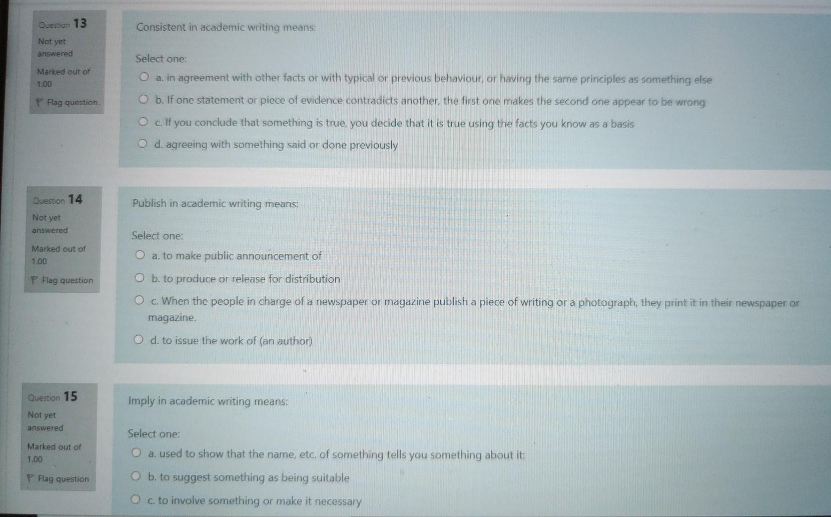Solved Information Choose the option which best describes | Chegg.com