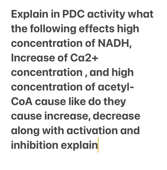 Solved Explain in PDC activity wha the following effects | Chegg.com
