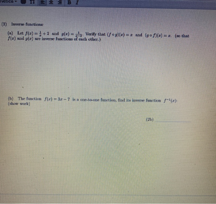 Solved vetica I (2) Inverse functions: (a) Let f(s) = 1 + 2 | Chegg.com