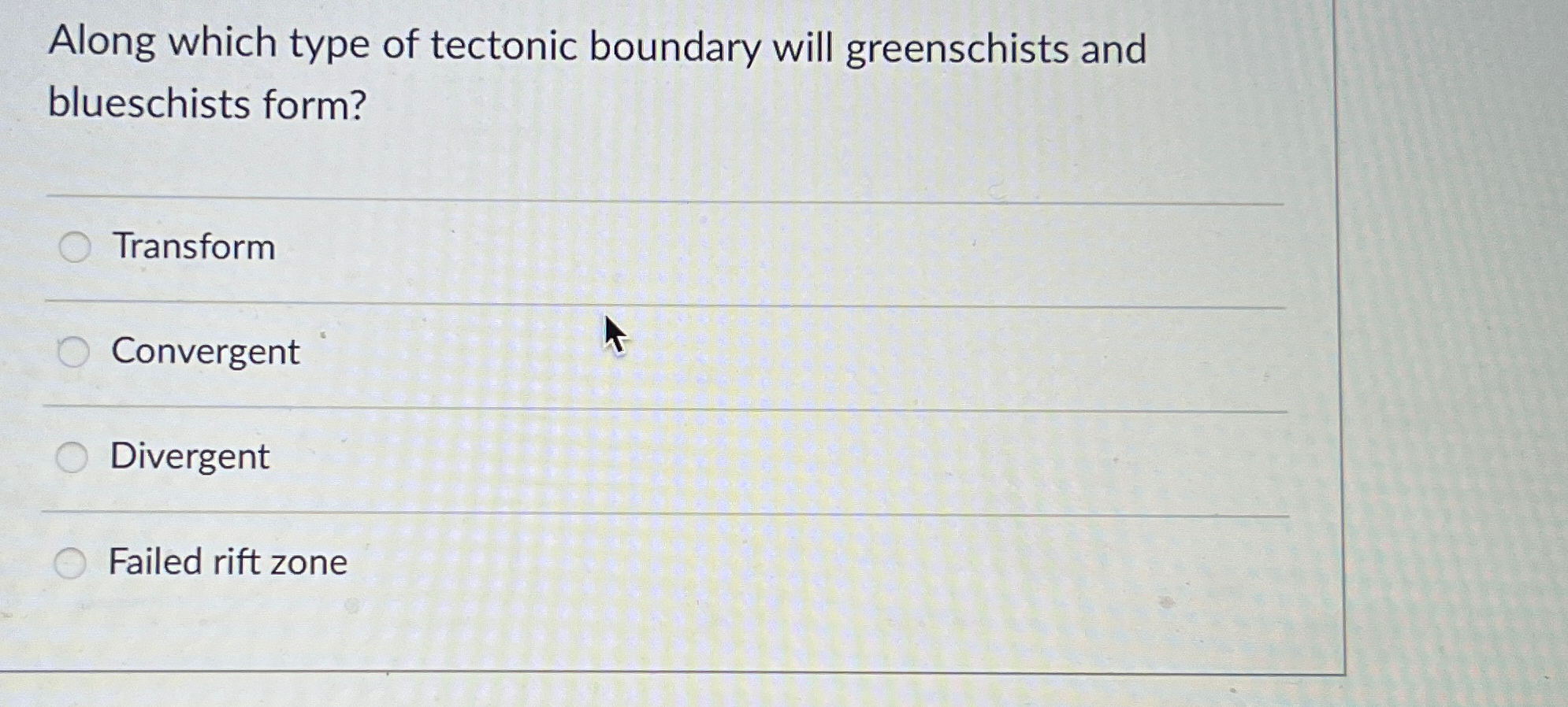 Solved Along which type of tectonic boundary will | Chegg.com