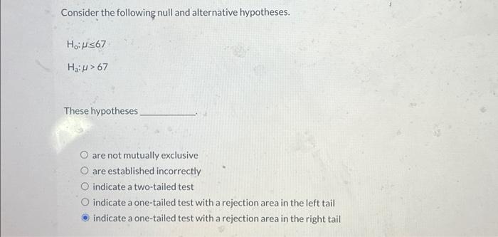 Solved Consider the following null and alternative | Chegg.com