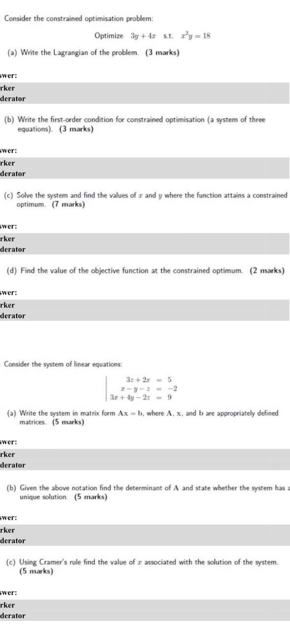 Solved Consider the constrained optimisation problem: | Chegg.com