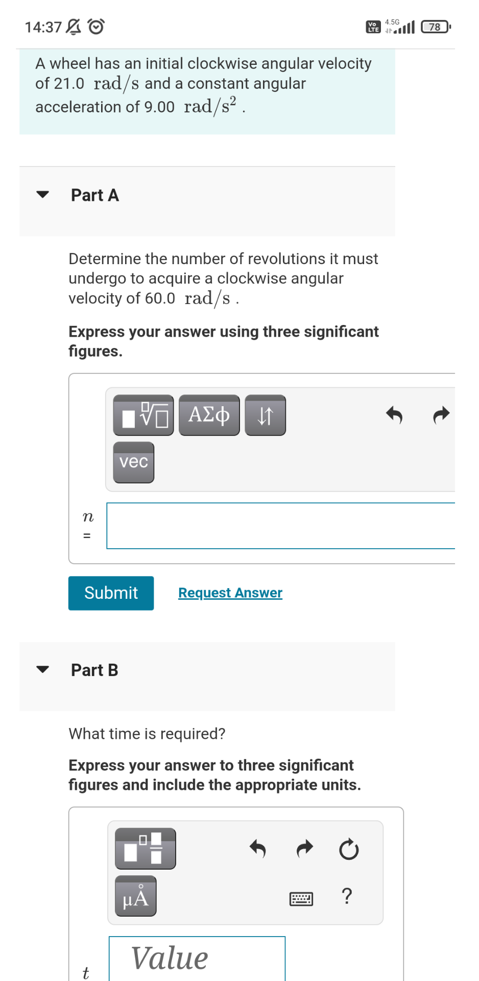 Solved A wheel has an initial clockwise angular velocity of | Chegg.com
