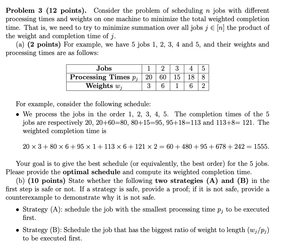Solved Problem 3 (12 ﻿points). ﻿Consider the problem of | Chegg.com