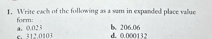 Solved 1. Write each of the following as a sum in expanded | Chegg.com