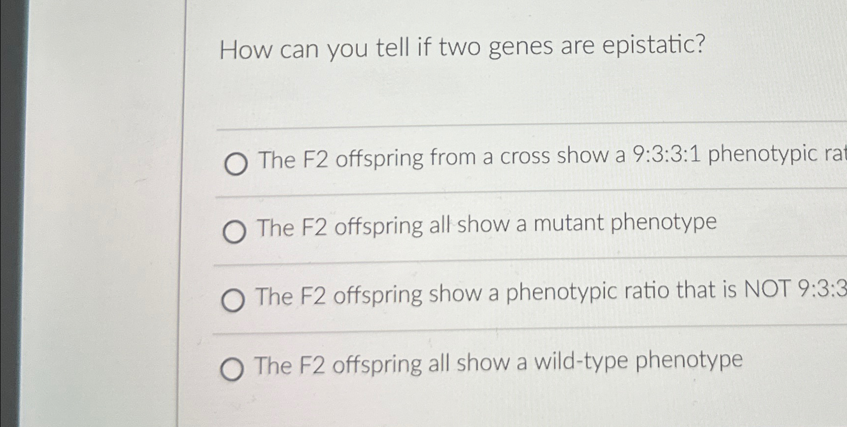 Solved How can you tell if two genes are epistatic?q,The F2 | Chegg.com