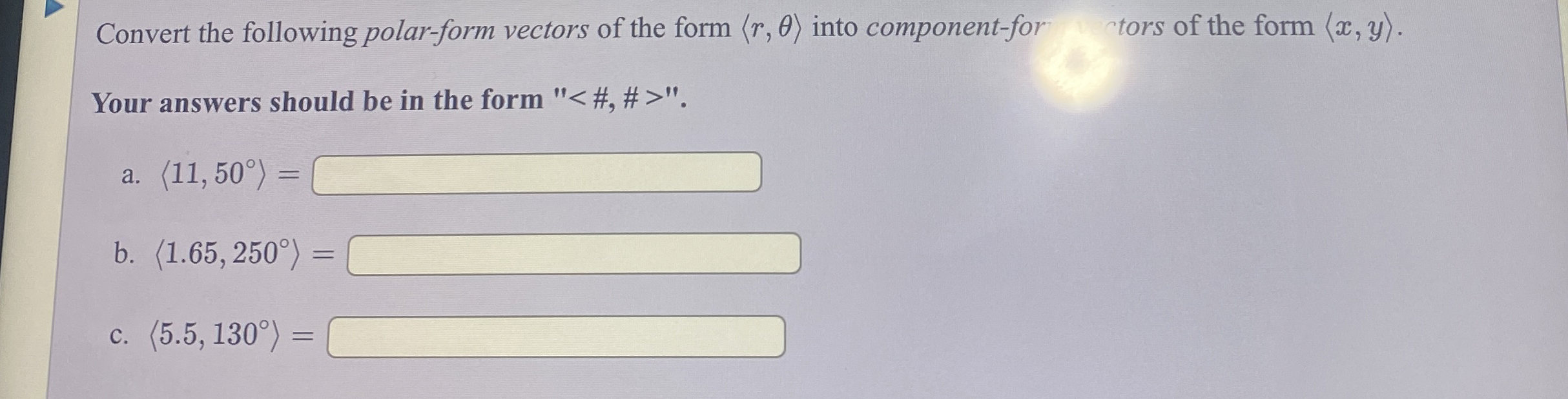 Solved Convert the following polar-form vectors of the form | Chegg.com