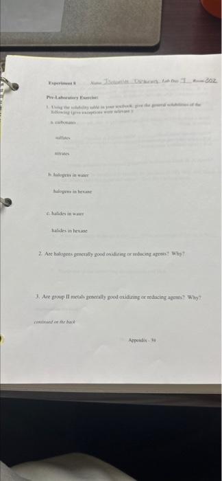 Experiment 8 Pre-Laboratory Exercise: 1. Using the | Chegg.com