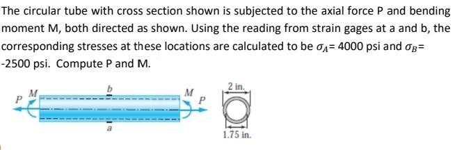 Solved The circular tube with cross section shown is | Chegg.com