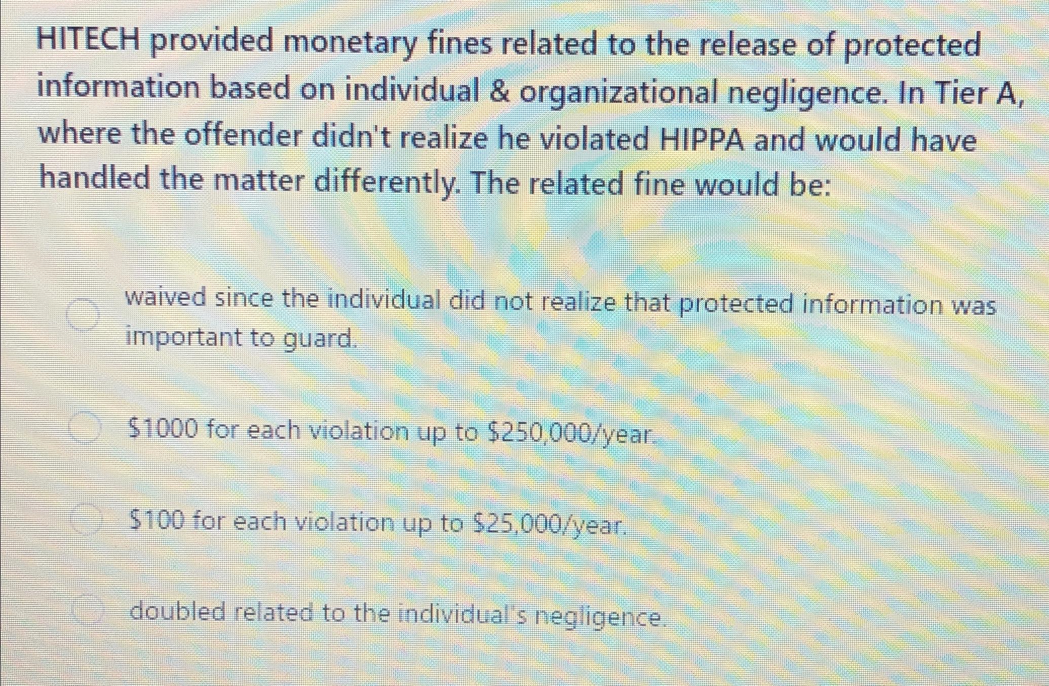 Solved HITECH provided monetary fines related to the release | Chegg.com