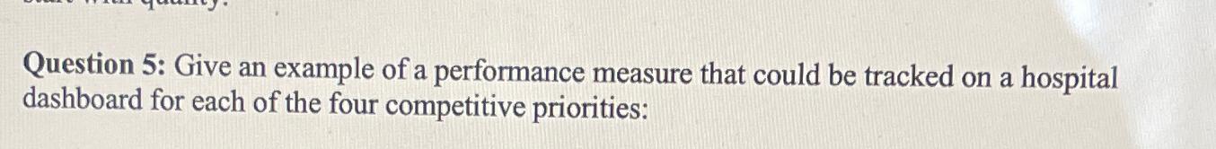 Solved Question 5: Give an example of a performance measure | Chegg.com