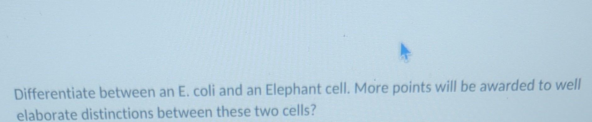 Solved Differentiate between an E. coli and an Elephant | Chegg.com