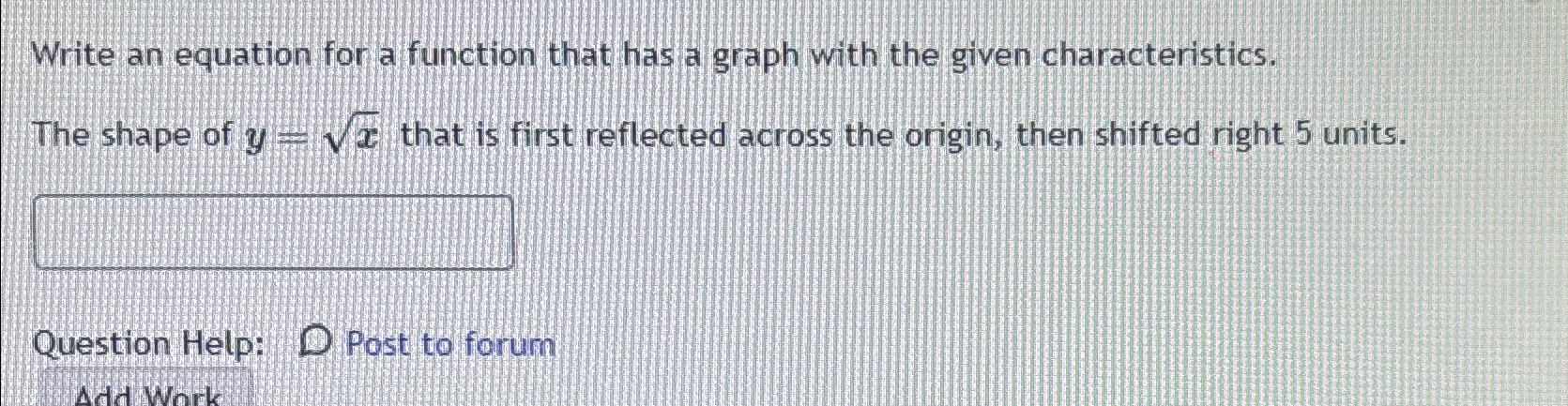 Solved Write an equation for a function that has a graph | Chegg.com