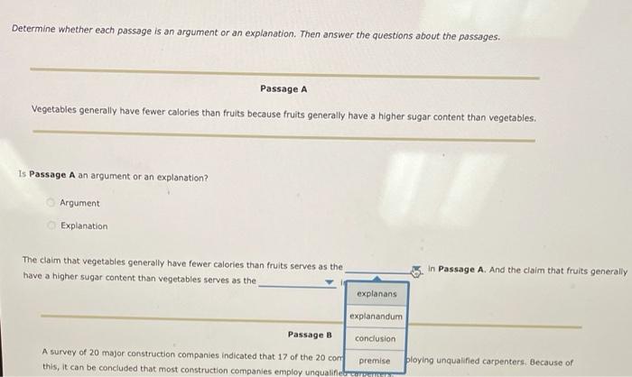 Solved Determine whether each passage is an argument or an | Chegg.com