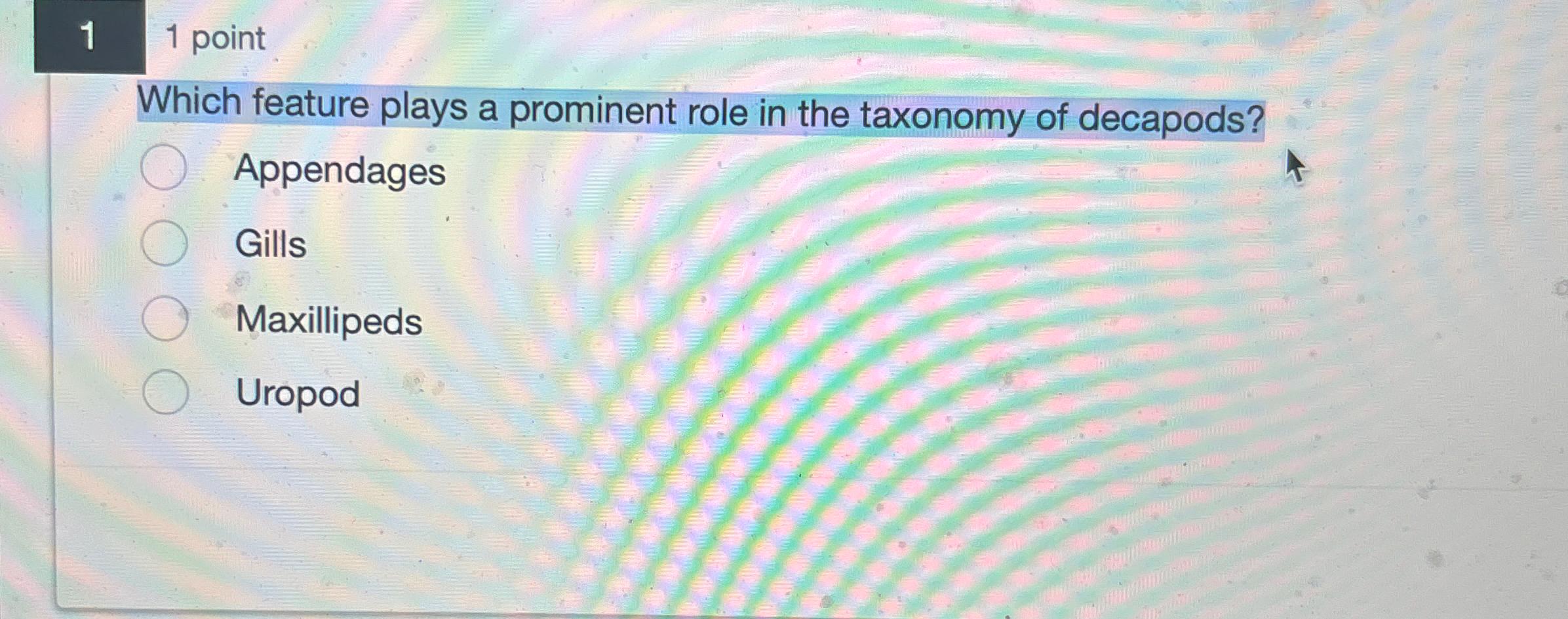 Solved 11 ﻿pointWhich feature plays a prominent role in the | Chegg.com