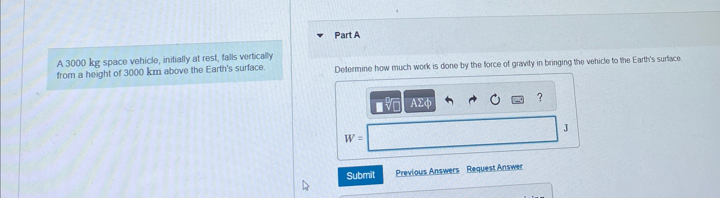 Solved A 3000kg ﻿space vehicle, initially at rest, falls | Chegg.com