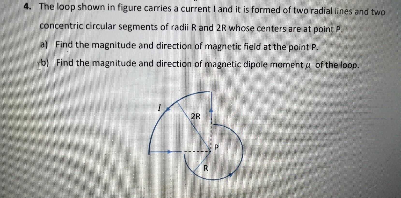 Solved 4. The loop shown in figure carries a current I and | Chegg.com