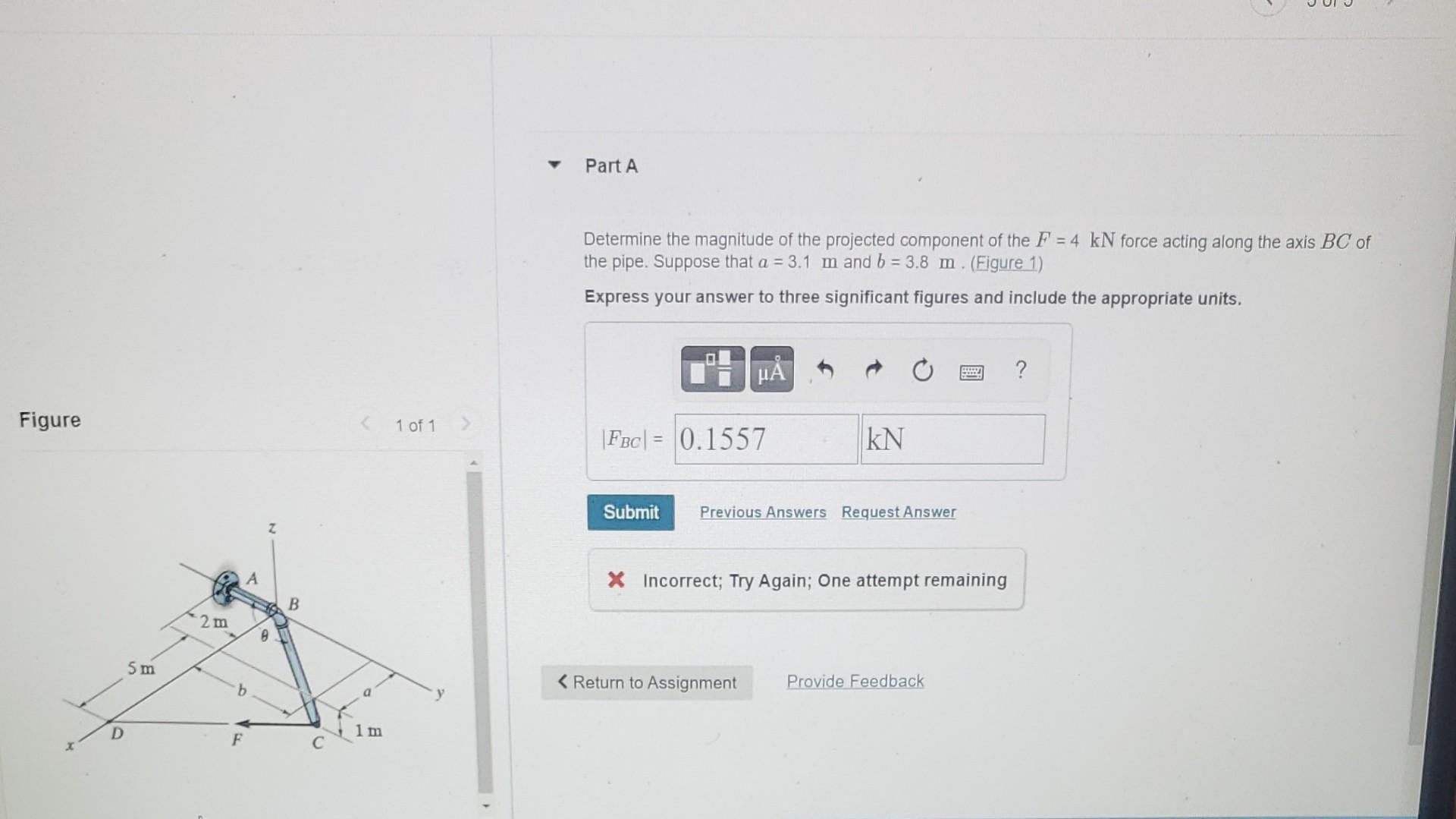 Solved Determine the magnitude of the projected component of | Chegg.com