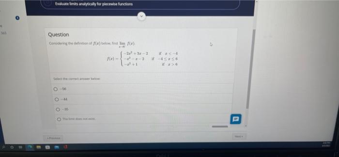 Solved 345 Evaluate limits analytically for piecewise | Chegg.com