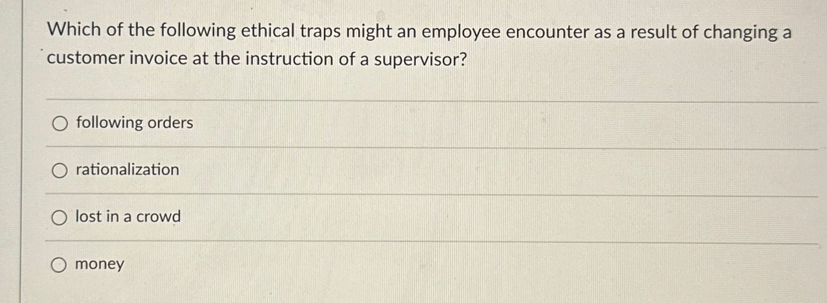 Solved Which of the following ethical traps might an | Chegg.com