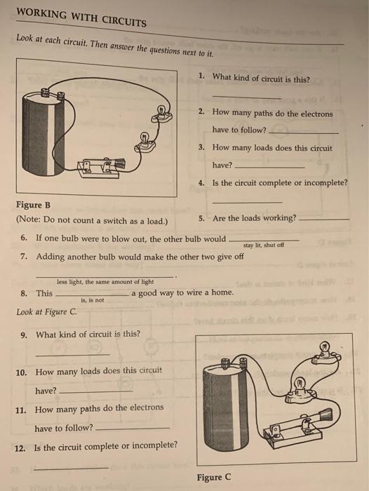Solved WORKING WITH CIRCUITS Look at each circuit. Then | Chegg.com