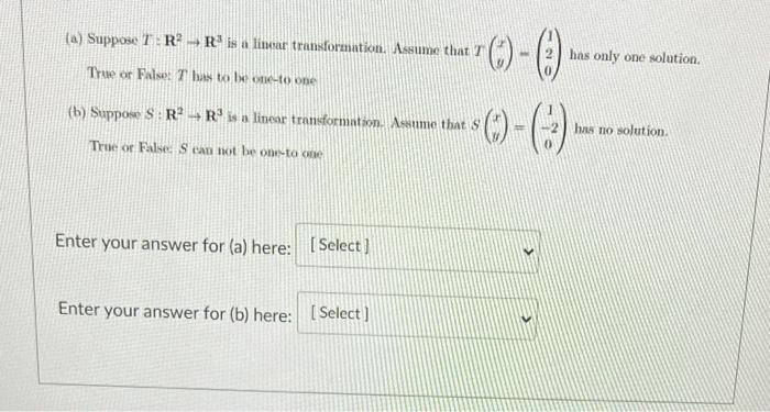 Solved (a) Suppose T:R2→R3 is a linear transformation. | Chegg.com