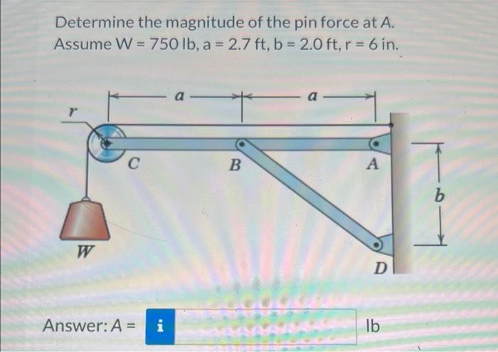 Solved Determine the magnitude of the pin force at A. Assume | Chegg.com
