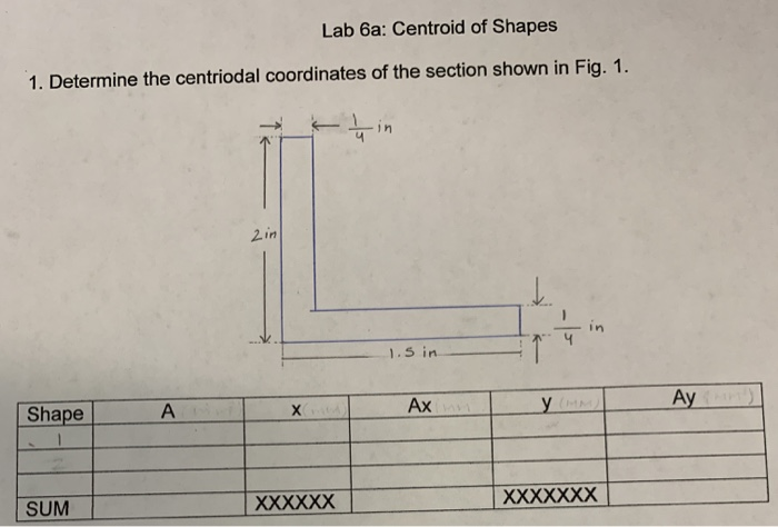 Solved Lab 6a: Centroid of Shapes 1. Determine the | Chegg.com