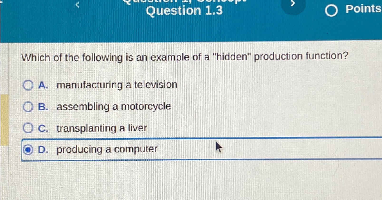 Solved Question 1.3PointsWhich of the following is an | Chegg.com