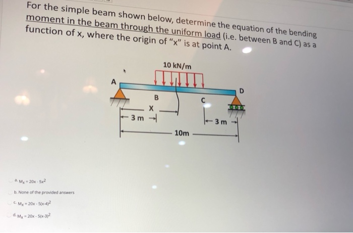 Solved For the simple beam shown below, determine the | Chegg.com