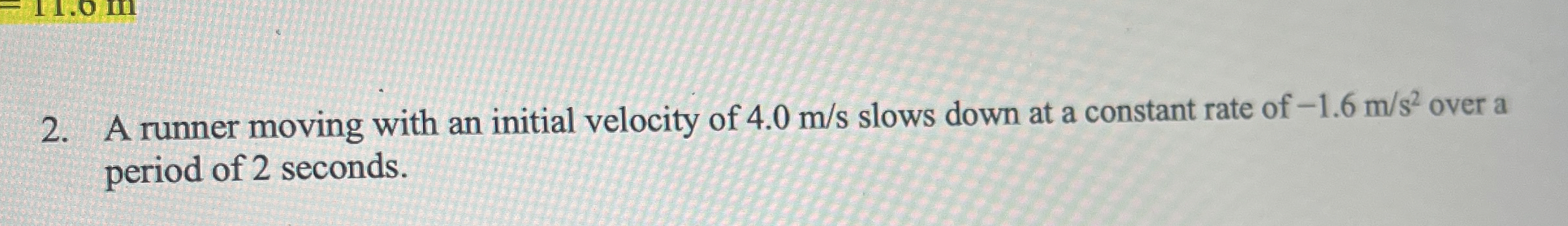 Solved A runner moving with an initial velocity of 4.0ms | Chegg.com
