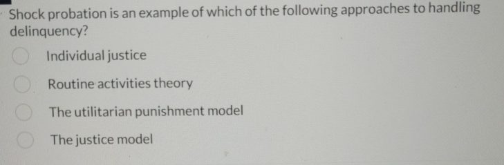 Solved Shock probation is an example of which of the | Chegg.com