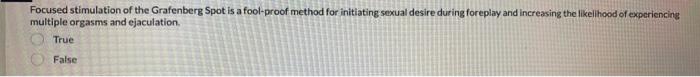 Solved Focused stimulation of the Grafenberg Spot is a | Chegg.com