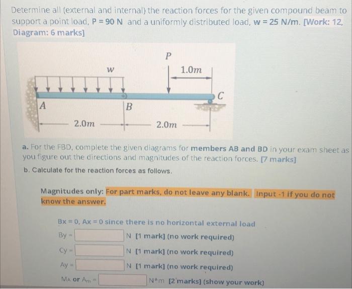 Solved Determine all (external and internal) the reaction | Chegg.com