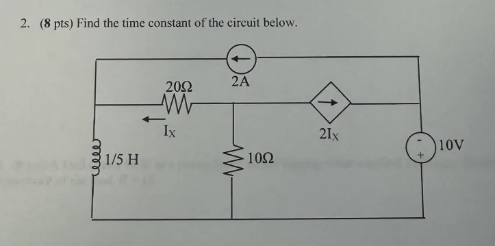 Solved (8 ﻿pts) ﻿Find the time constant of the circuit | Chegg.com