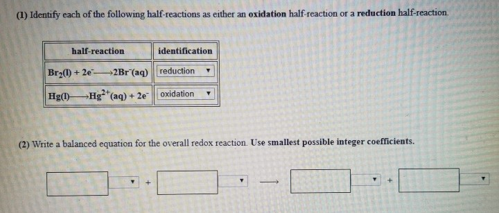 Solved (1) Identify each of the following half-reactions as | Chegg.com