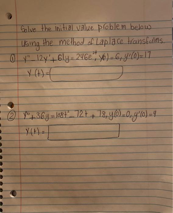 Solved Solve the initial value problem below Using the | Chegg.com