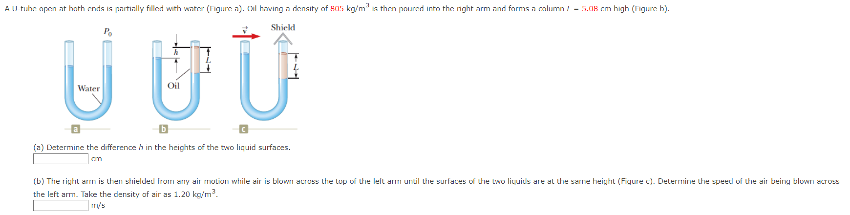 Solved A U-tube open at both ends is partially filled with | Chegg.com