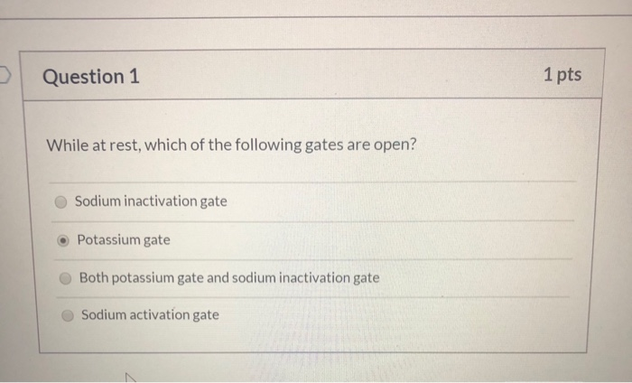 Solved Question 1 1 pts While at rest, which of the | Chegg.com