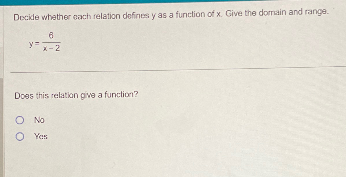 Solved Decide Whether Each Relation Defines Y ﻿as A Function