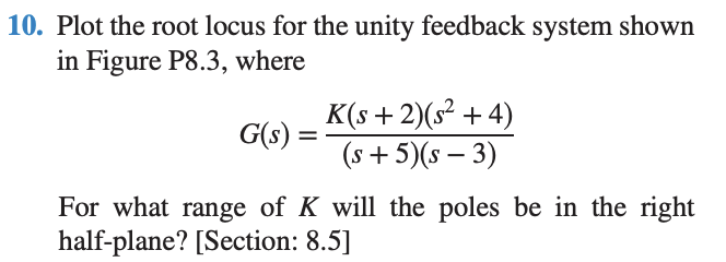 Plot the root locus for the unity feedback system | Chegg.com