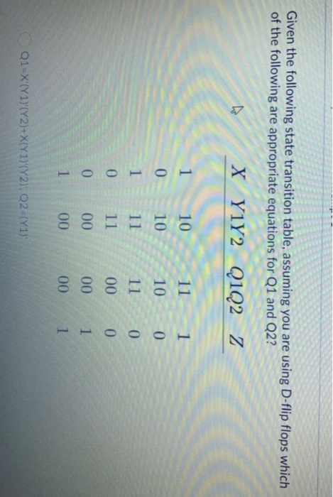 Solved Given the following state transition table, assuming | Chegg.com