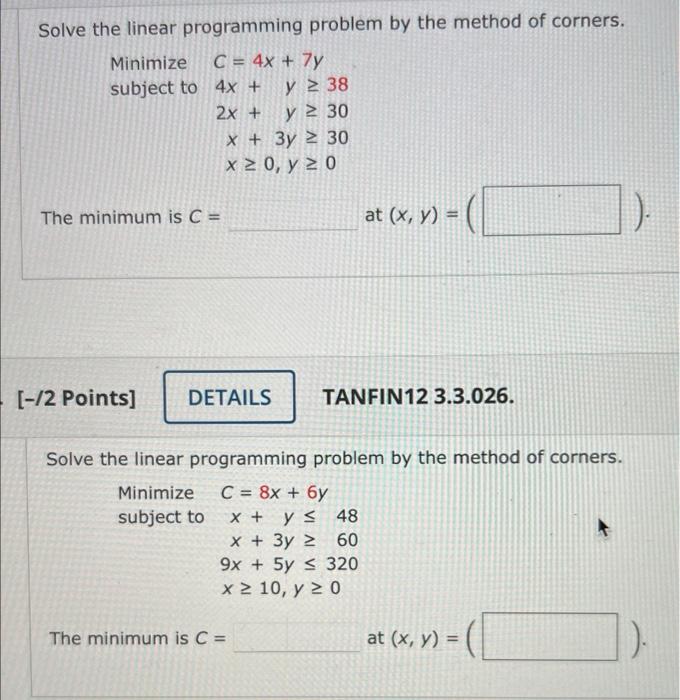Solved Solve the linear programming problem by the method of | Chegg.com