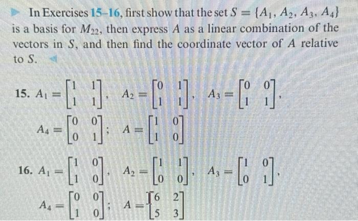 Solved In Exercises 15-16, first show that the set | Chegg.com