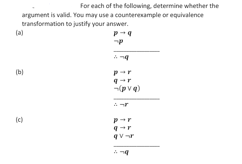 Solved For each of the following, determine whether | Chegg.com