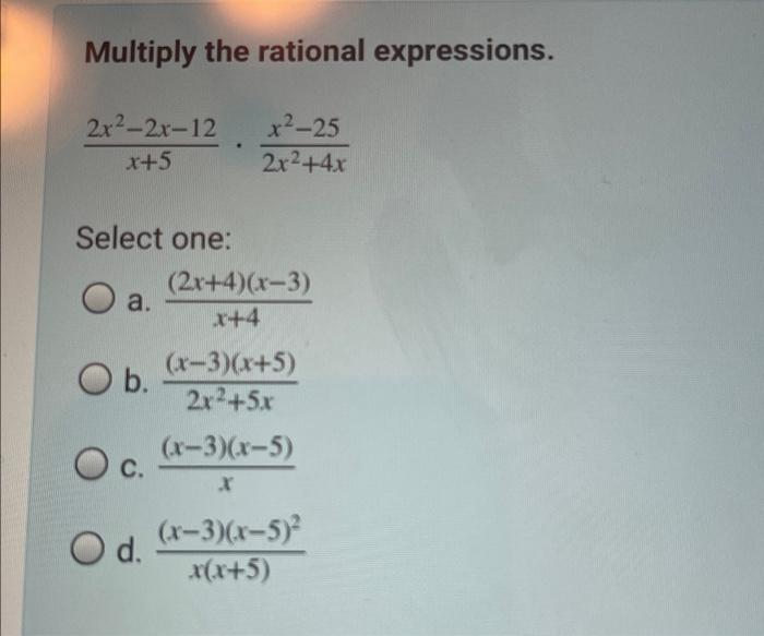 Solved Multiply the rational expressions. | Chegg.com