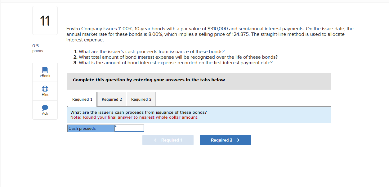 Solved Enviro Company issues 11.00%, 10-year bonds with a | Chegg.com