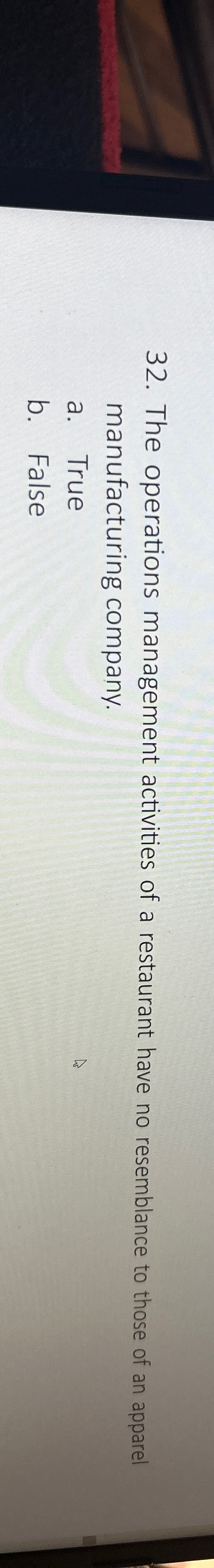 Solved The operations management activities of a restaurant | Chegg.com